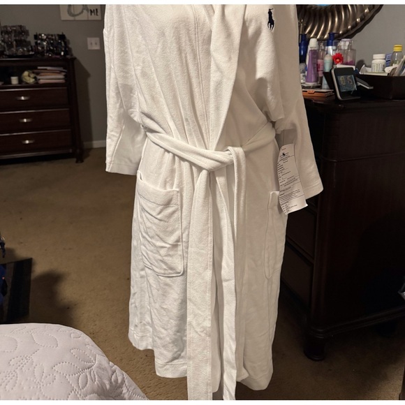 Polo Ralph Lauren | Other | Medium White Polo Robe With Navy Blue ...